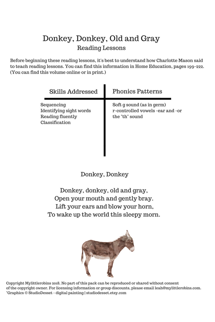 Donkey, Donkey Reading Printable Pack – My Little Robins Shop