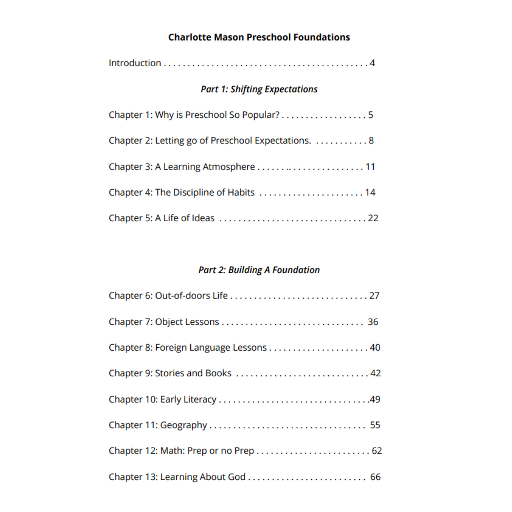 Charlotte Mason Preschool Foundations – My Little Robins Shop